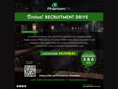Virtual Recruitment Drive at PhantomFX Studio - Mumbai