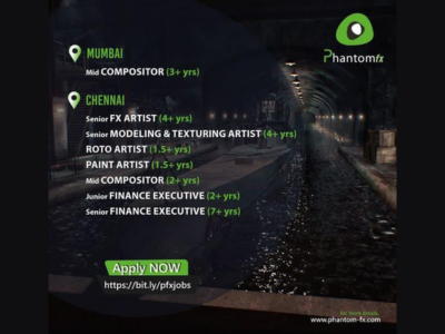 Multiple job openings at PhantomFX VFX Studio - Mumbai Chennai