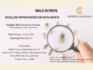 Walk-In-Drive for Roto Artists at Bubble Creations - Pune