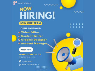 Multiple job openings at ShootOrder - Editor, Writer, Designer