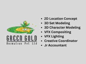 Latest multiple job openings at Green Gold Animation - 2D/3D/VFX