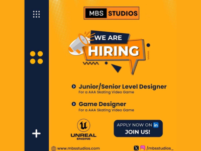 MBS Studios is hiring for multiple game job openings
