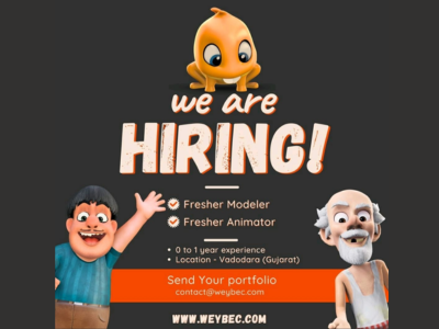 Job opening for fresher artists at weybec - Animator & Modeler